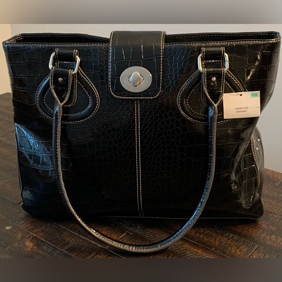 attention | Bags | New Attention Tote Bag Inside Organizer Black | Poshmark